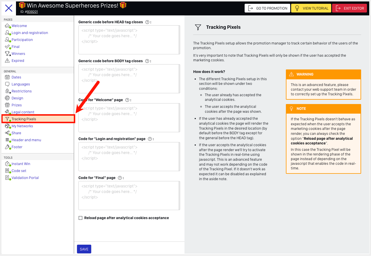 Tutorial: Tracking pixels – Easypromos - Online Helpdesk
