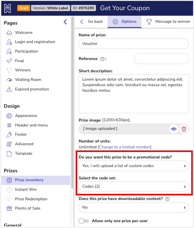 Tutorial: How to create Coupons and Codes – Easypromos - Online Helpdesk
